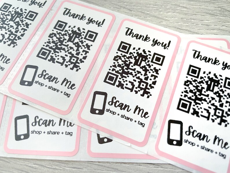 Custom QR Code Thermal Labels, Pink Stickers for Packaging, Custom QR ...