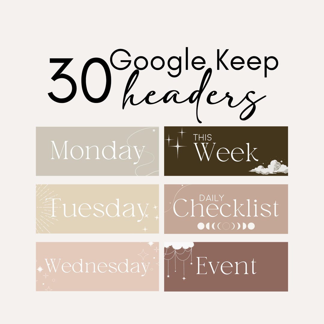 Google Keep Headers for Everyday Celestial Google Notes Planner Image ...