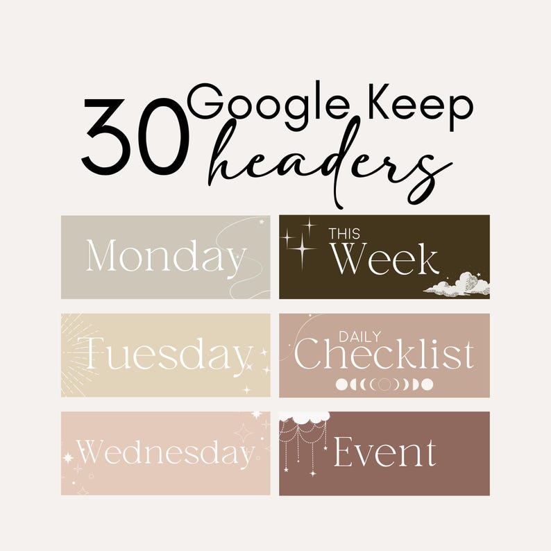 Google Keep Headers for Everyday Celestial Google Notes Planner Image ...