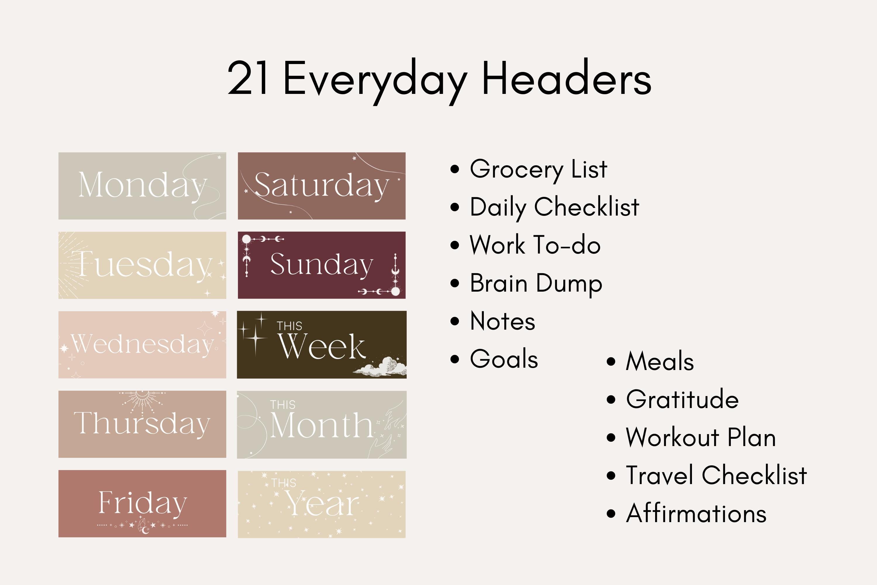 Google Keep Headers for Everyday Celestial Google Notes Planner Image ...