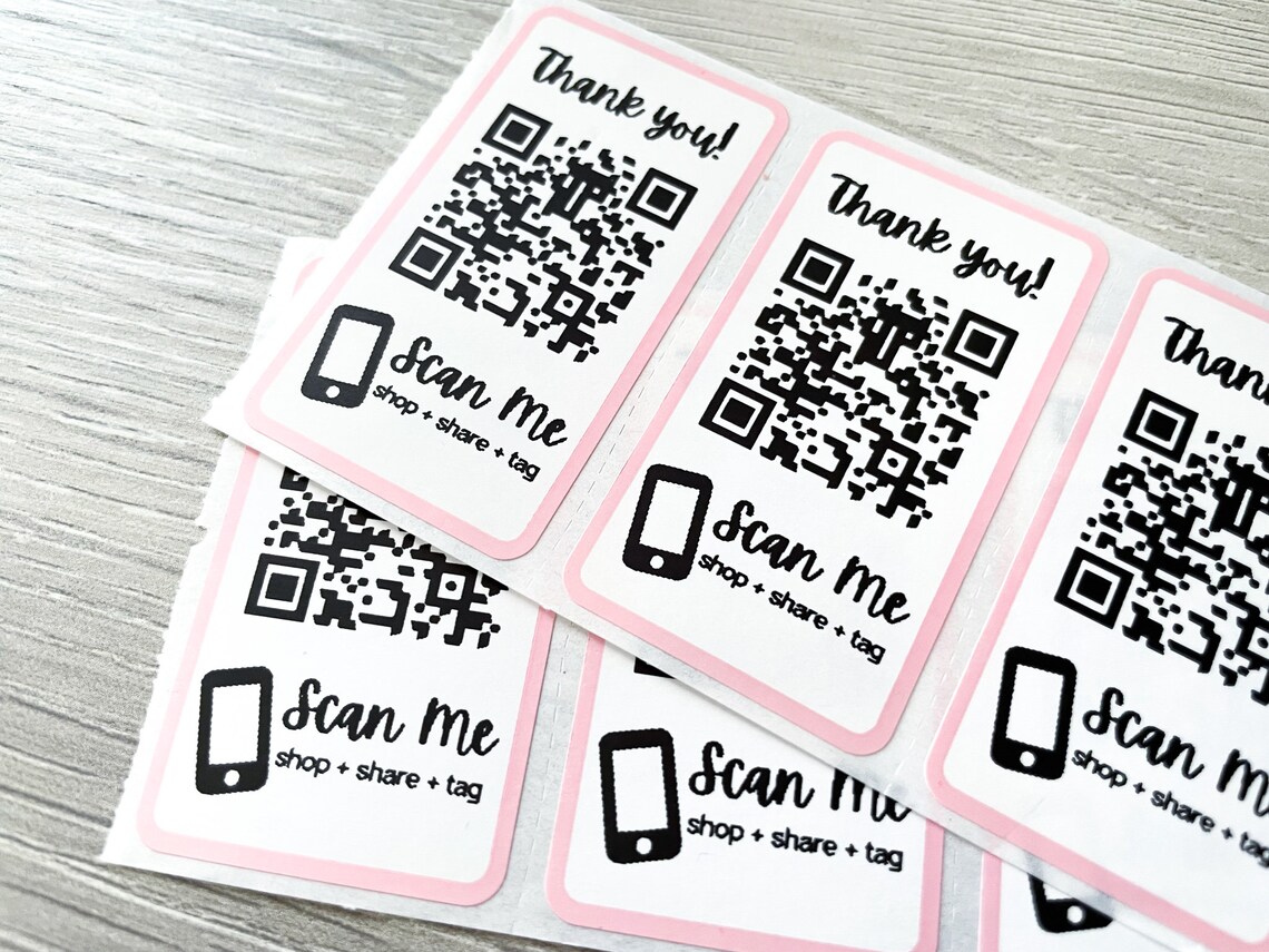 Custom QR Code Thermal Labels, Pink Stickers for Packaging, Custom QR ...