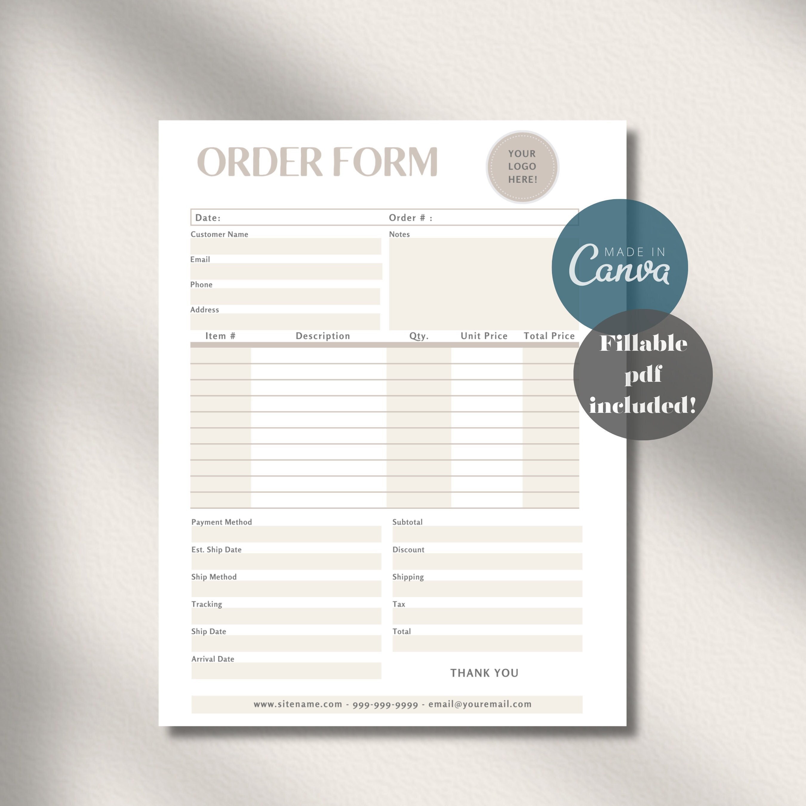 Small Business Order Form Template Canva Editable Printable - Etsy