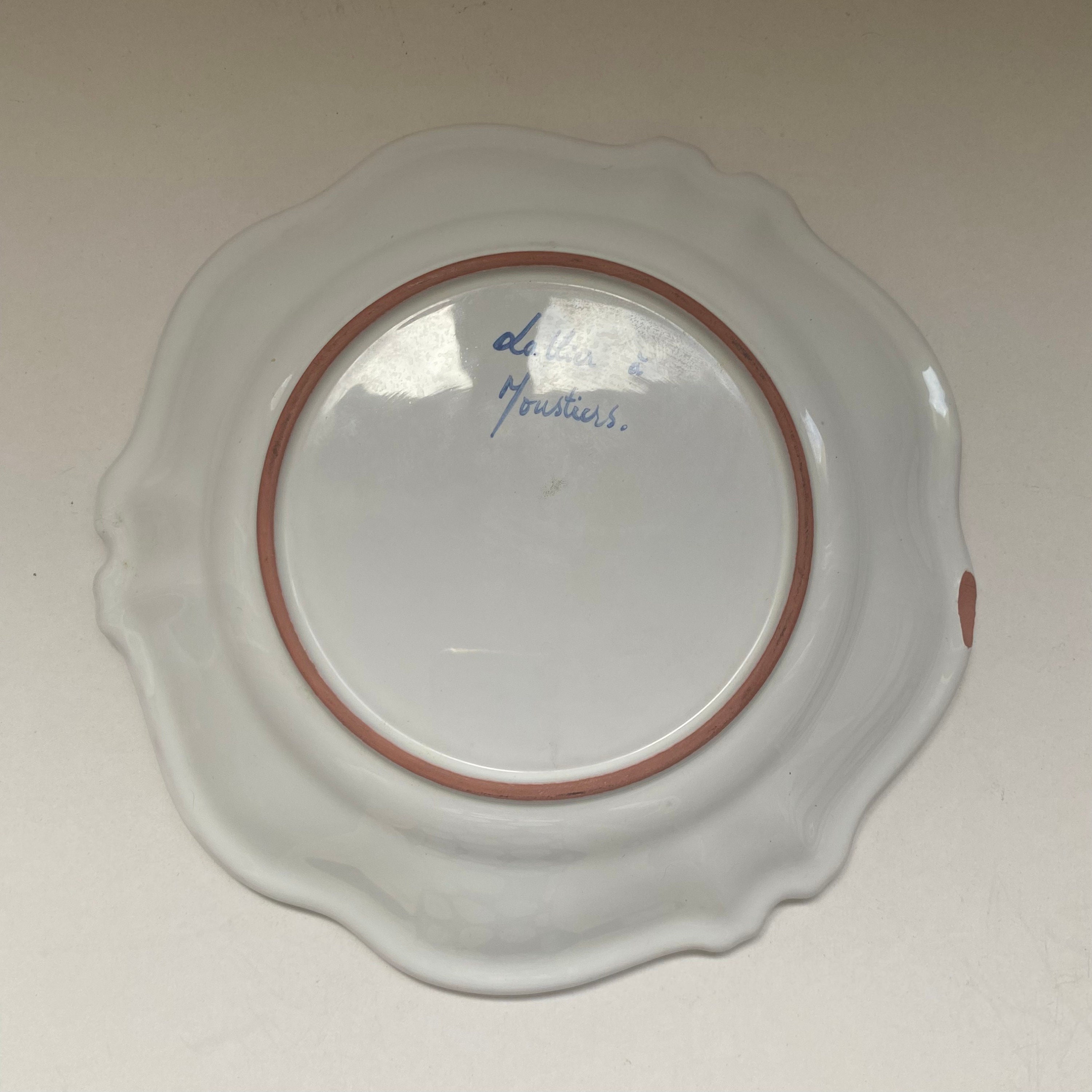 Late 20th Century Moustiers Atelier Lallier Flat Plate Scalloped Edges ...