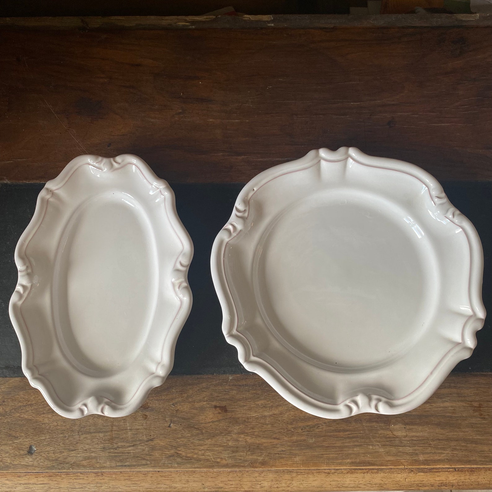 Late 20th Century Moustiers Atelier Lallier Flat Plate Scalloped Edges ...