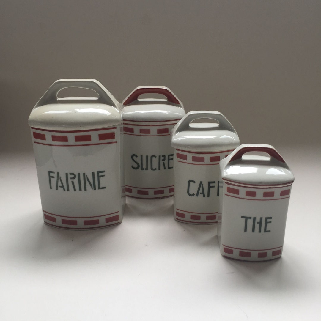 1920s Set of 4 Red Line Earthenware Nesting Boxes for Seasoning - Etsy
