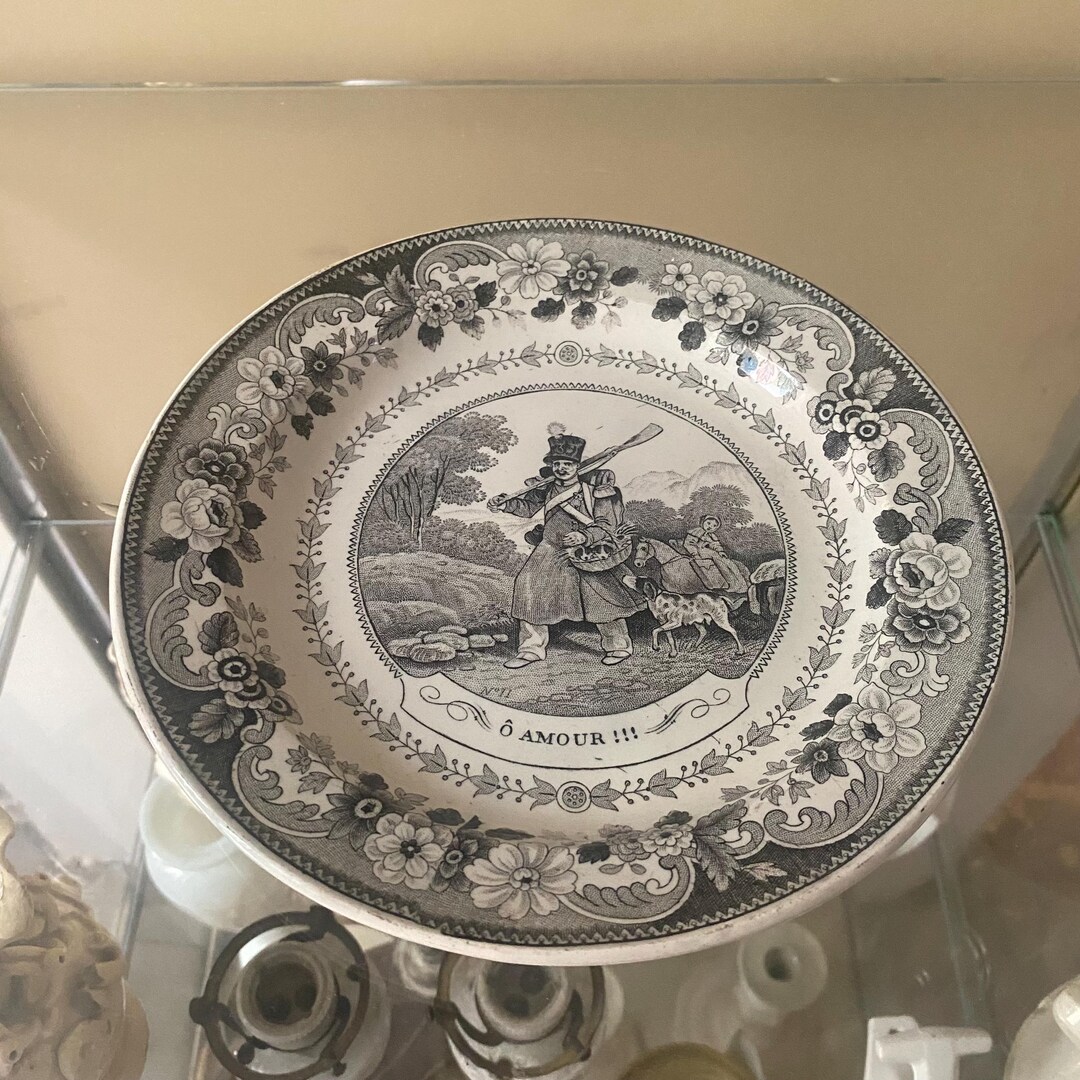Early 19th Century, 1820, Montereau, Talking Plate, Oh Love, Gray Tone ...