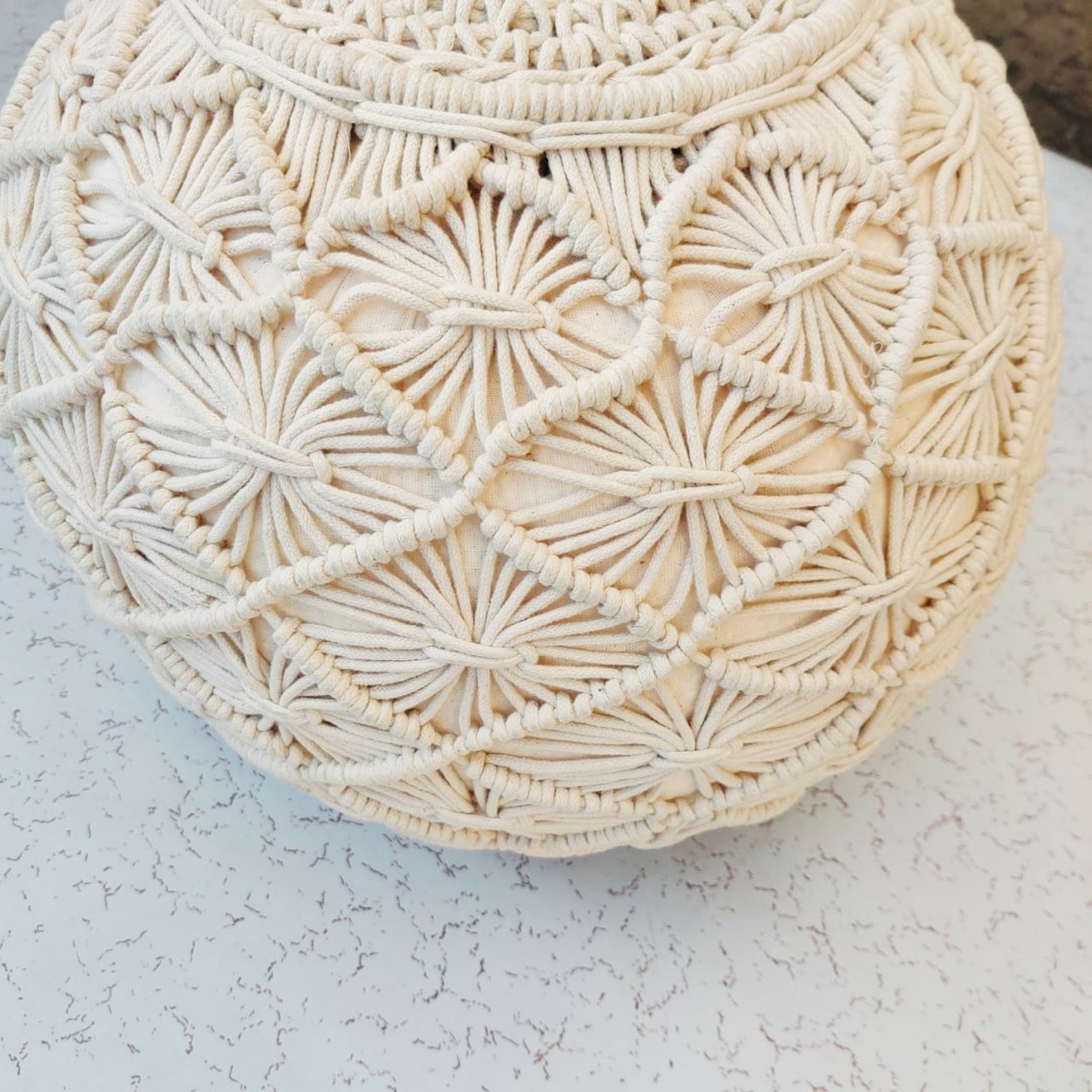 Handmade Pouf Macrame Pouf Cream Pouf Pouffe Ottoman Floor | Etsy