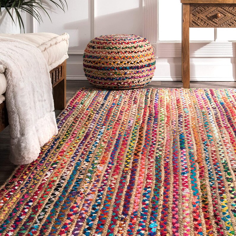 Rugs Multicolour Floor Rug Hand Made Natural Jute - Etsy UK