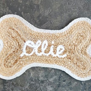 Jute Rug Mat-all Natural Handmade Jute Bone Shape Rug placemat for Dog ...
