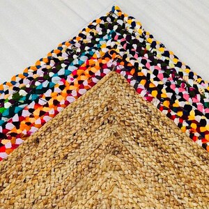 Rugs-100% Natural Cotton Jute Fiber Rug-bohemian Rug-chindi Rug Square ...