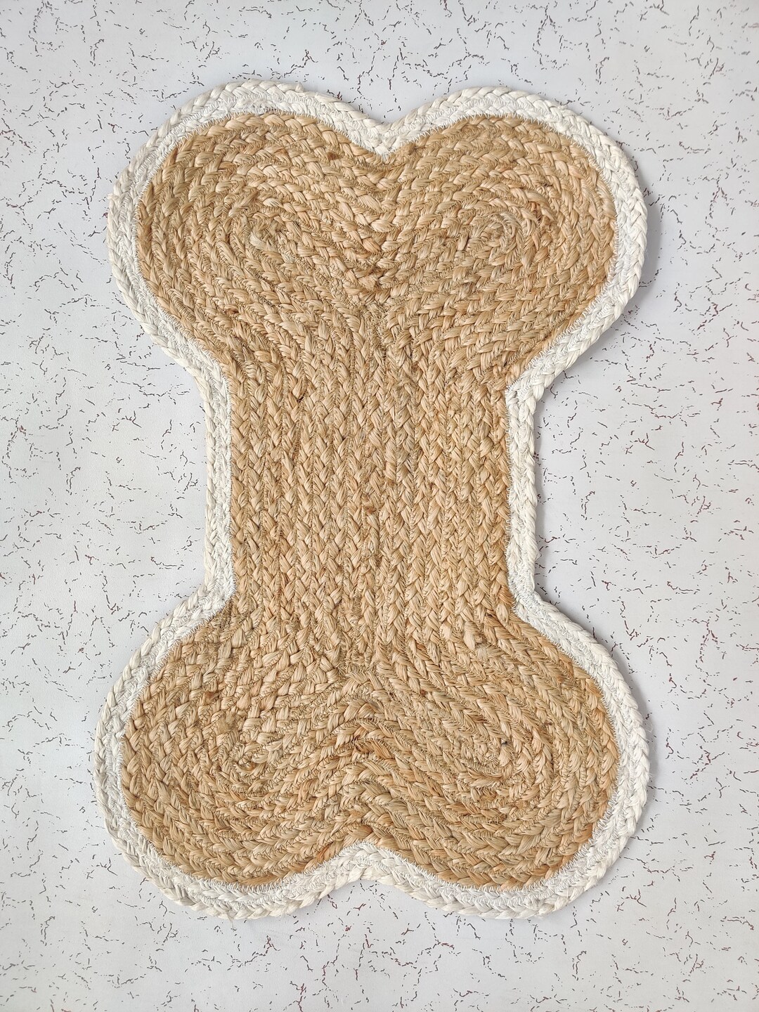Jute Rug Mat-all Natural Handmade Jute Bone Shape Rug placemat for Dog ...