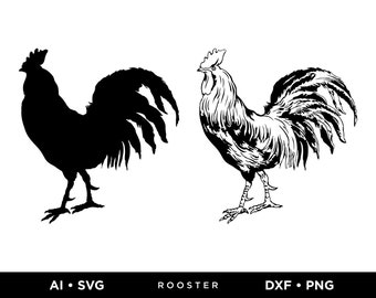 Chicken, Rooster Clipart Silhouettes, Eps Dxf Pdf Png Svg Ai Files ...