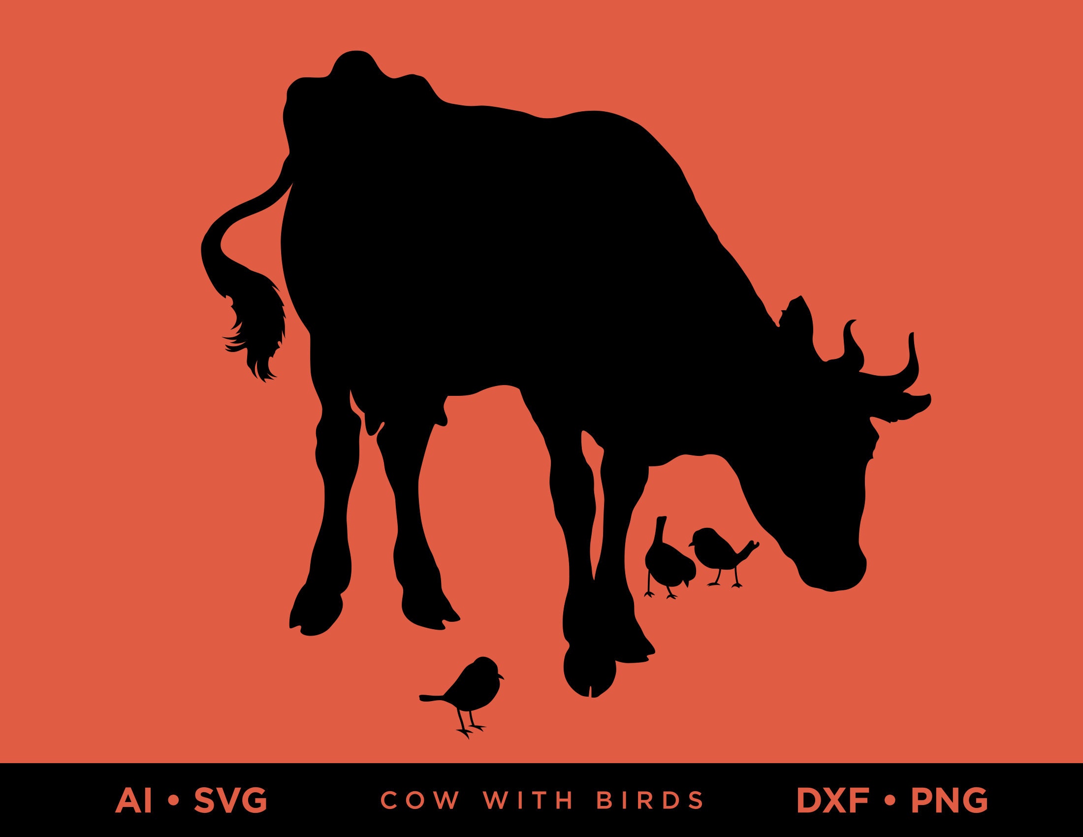 Cow With Birds - Etsy