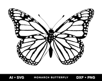 Monarch Butterfly Clipart SVG, Hand-drawn Illustration, Vinyl Cricut ...