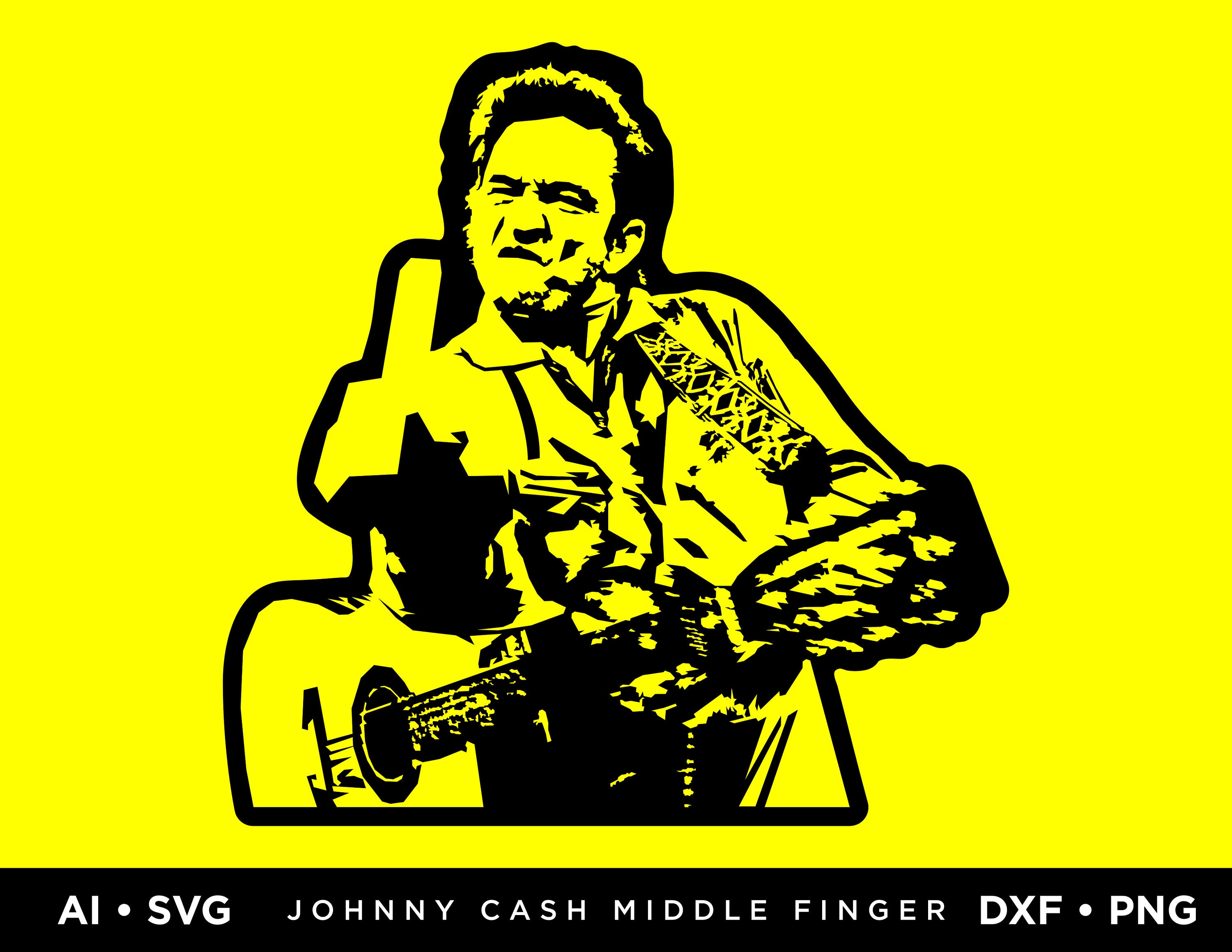 Johnny Cash Middle Finger (minimal) - Etsy