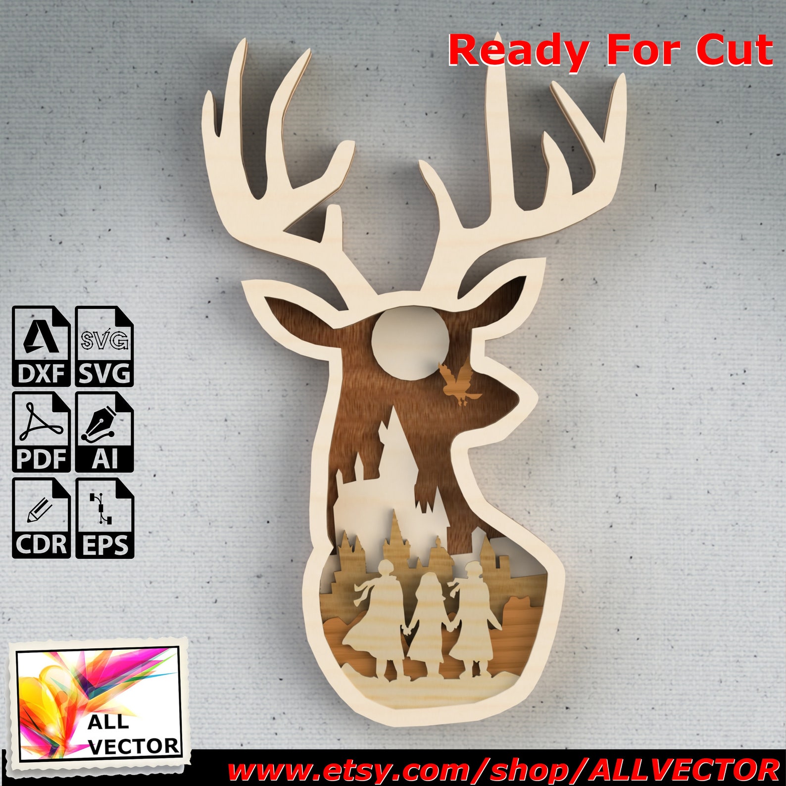 Deer Head 3D Multilayer Laser Cut CNC Cutting CNC Router | Etsy