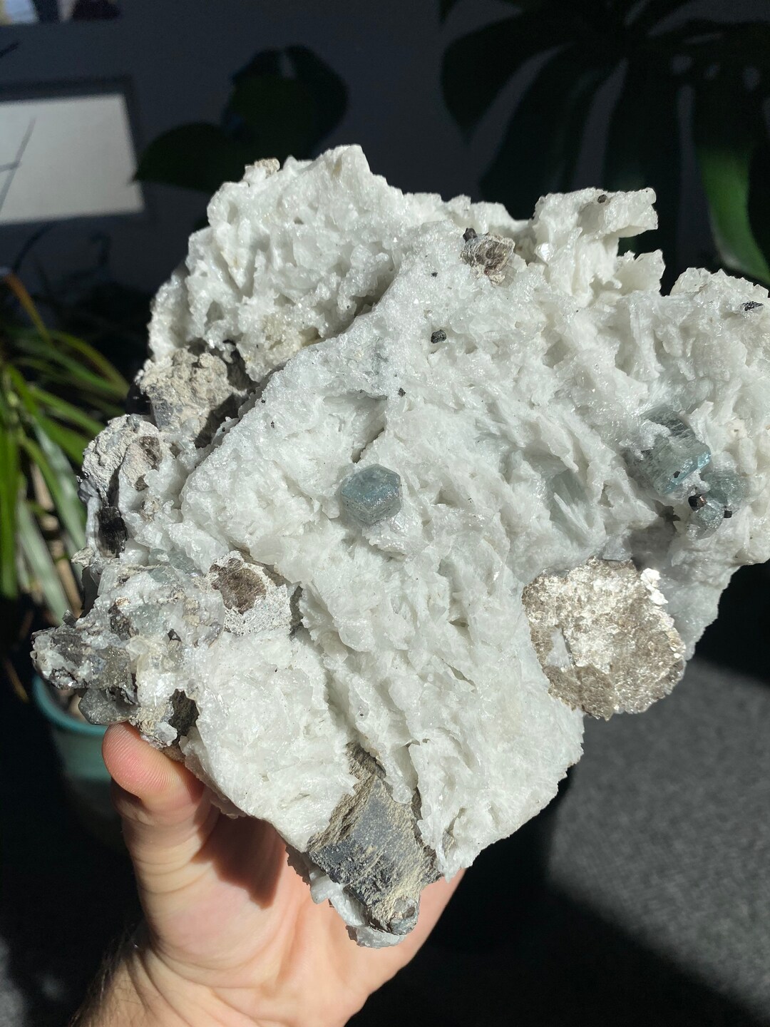 Blue Apatite Matrix on Cleavelandite and Mica Unique Specimen Rare ...