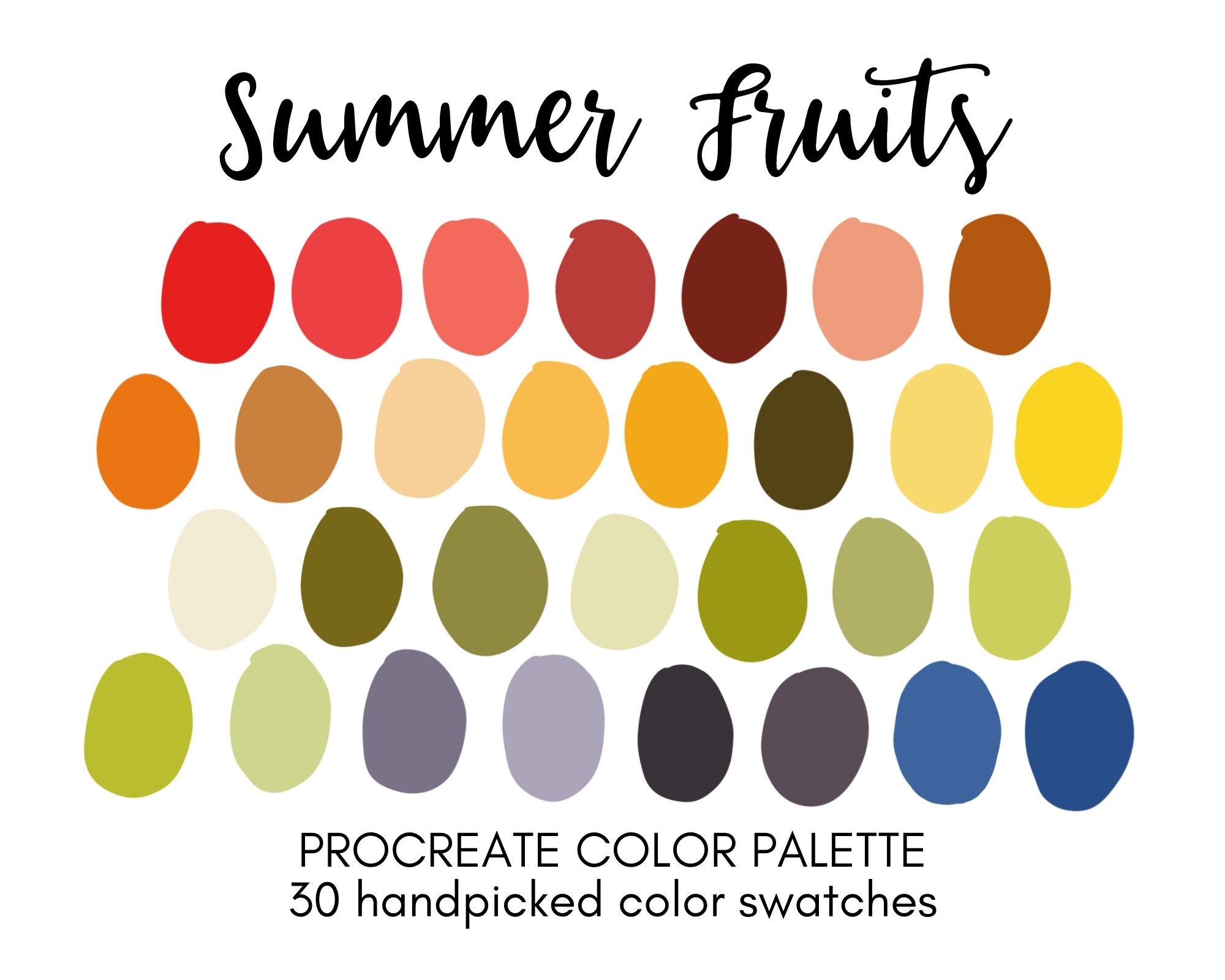 Summer Fruits Procreate Color Palette | Color Swatches | iPad Procreate ...