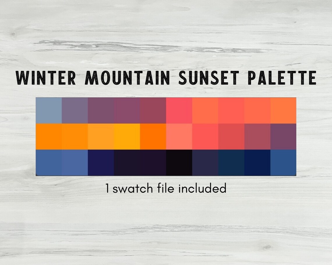 Winter Mountain Sunset Procreate Color Palette Color Swatches iPad Procreate Illustration Tool ...
