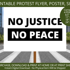 No Justice No Peace Poster | Printable Solidarity Political Protest ...