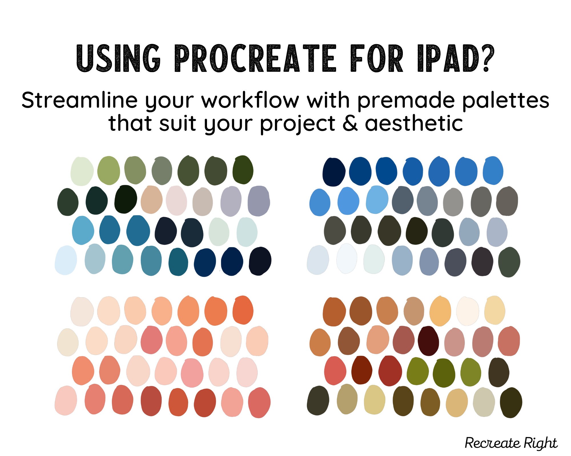 4 Pack Procreate Color Palette Bundle iPad Procreate Illustration Tools ...