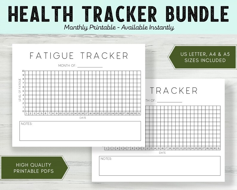 Health Tracker Printable Bundle Habit Anxiety Depression | Etsy