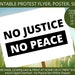 No Justice No Peace Poster Printable Solidarity Political Protest Sign ...