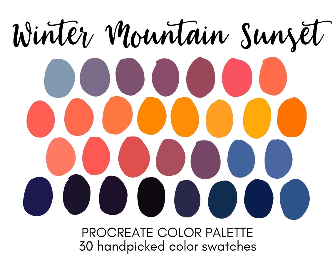 Winter Mountain Sunset Procreate Color Palette Color Swatches iPad Procreate Illustration Tool ...