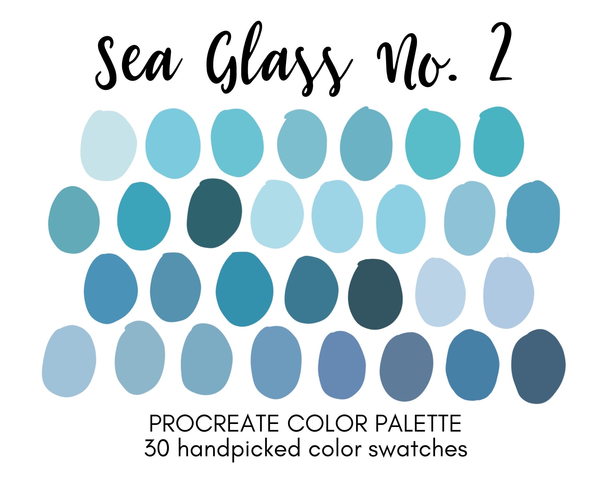 Blue Sea Glass Procreate Color Palette Color Swatches Ipad