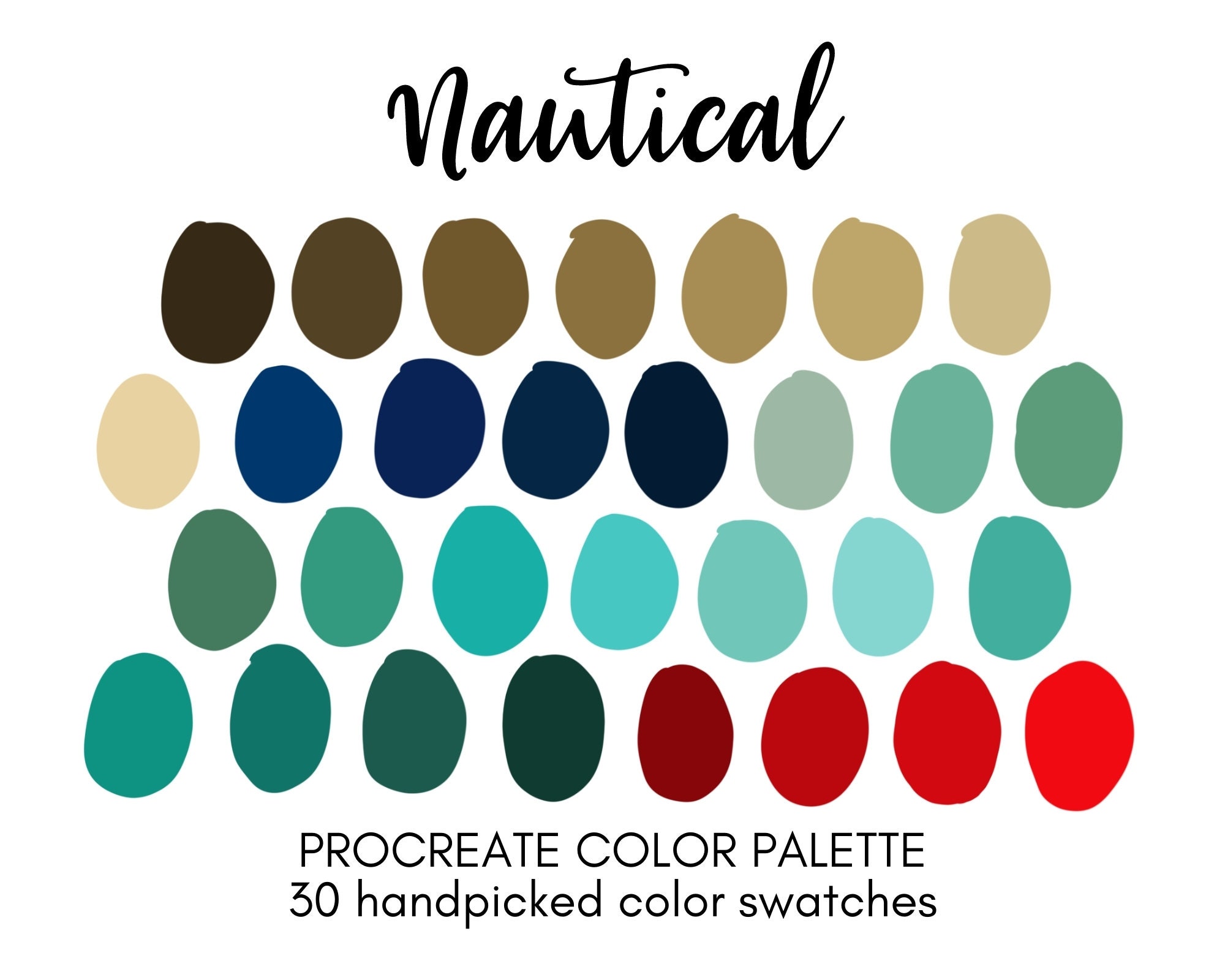 Nautical Procreate Color Palette | Color Swatches | iPad Procreate ...