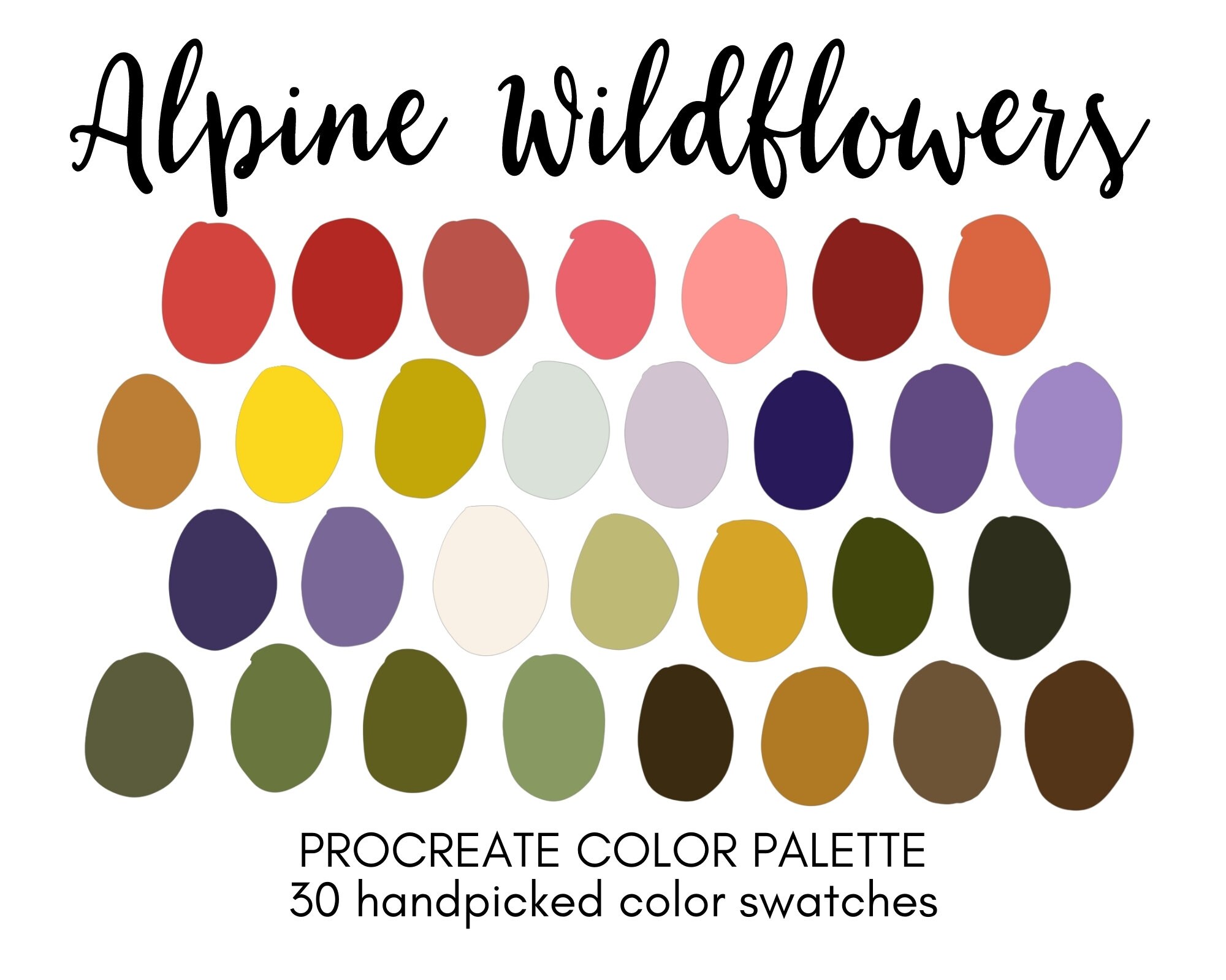 Alpine Wildflowers Procreate Color Palette Color Swatches iPad ...