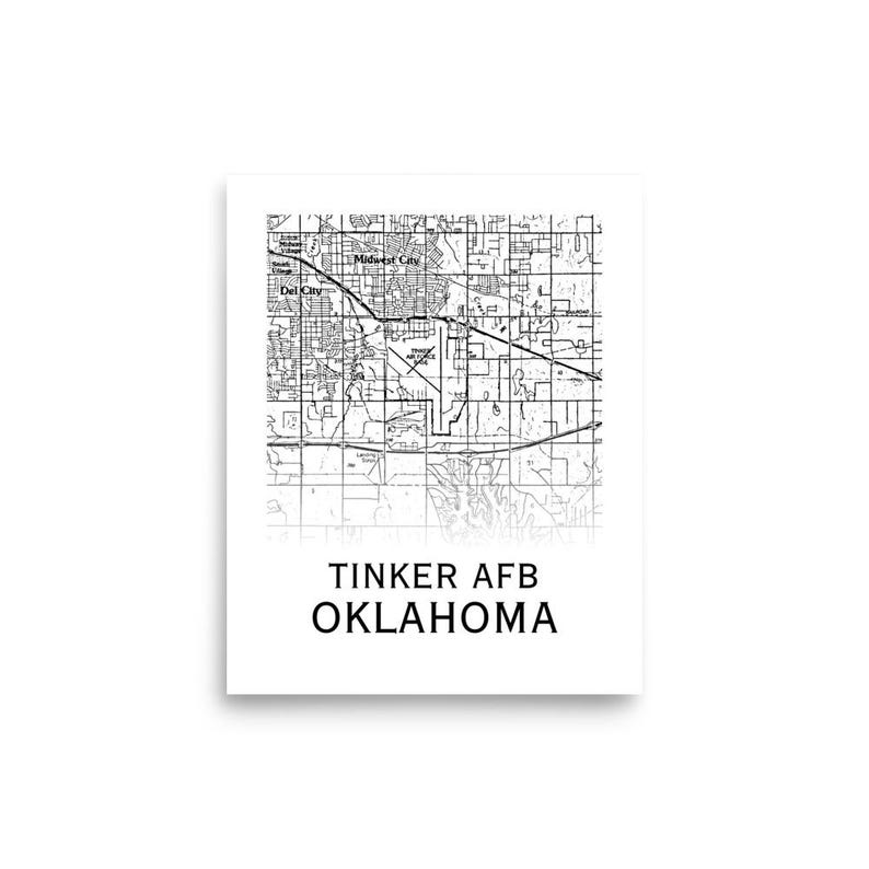 Historical Tinker AFB Oklahoma Poster, Map of Tinker Air Force Base ...