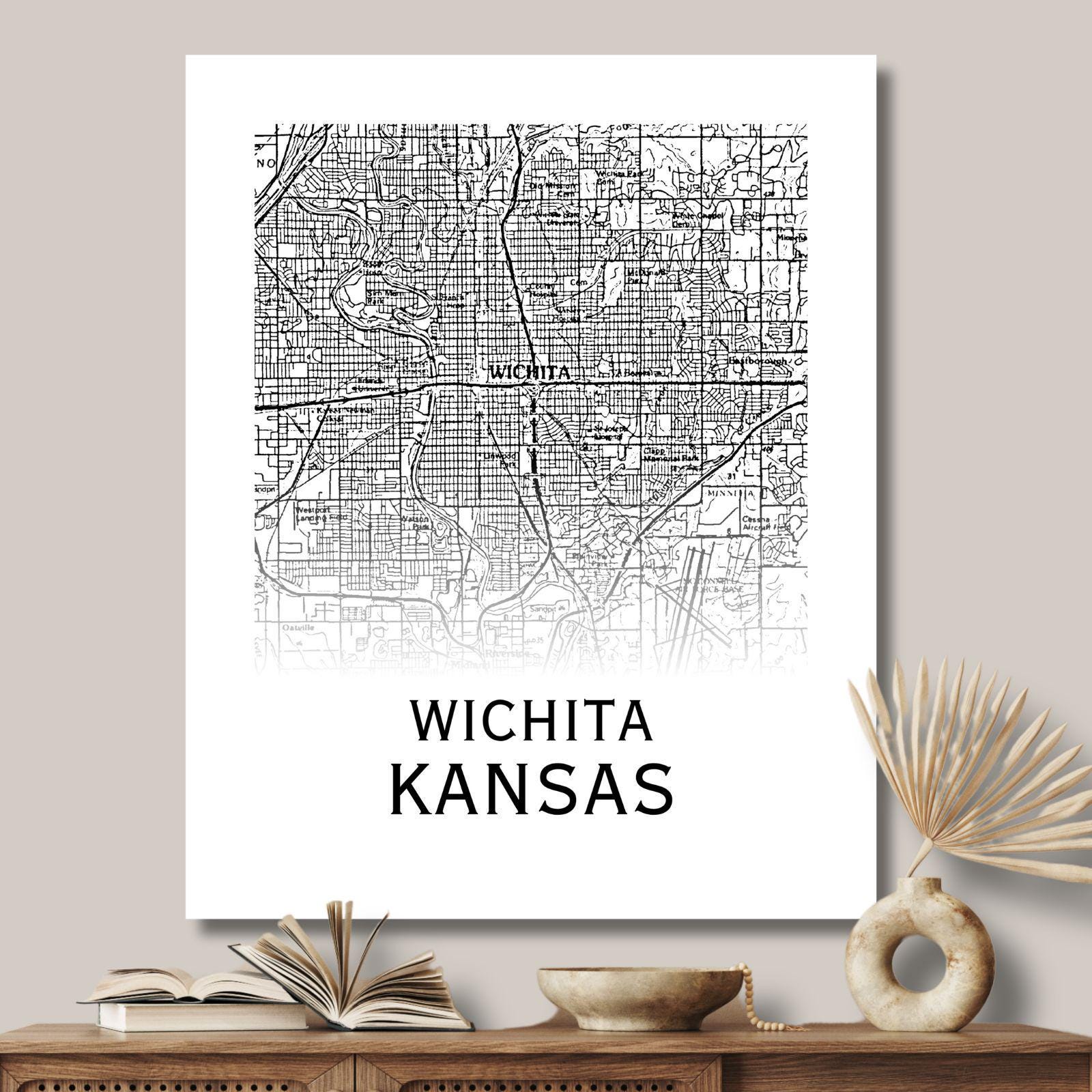 Mapa Imprimible De Wichita-ks Wichita Kansas Map Hi Res Stock