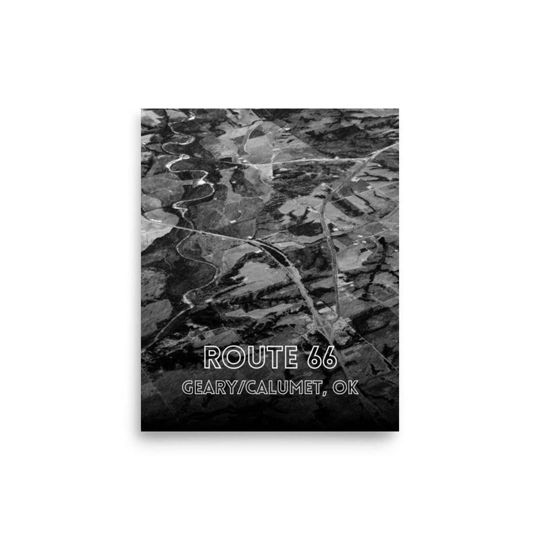 Route 66 Map Print | Geary, OK Map | Oklahoma Map Art | Calumet Highway ...