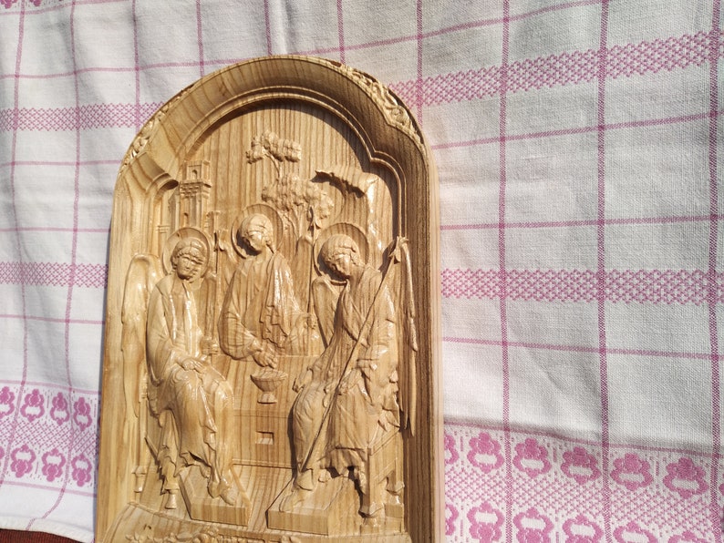 Holy Trinity Wooden Carved Icon holy Trinity | Etsy