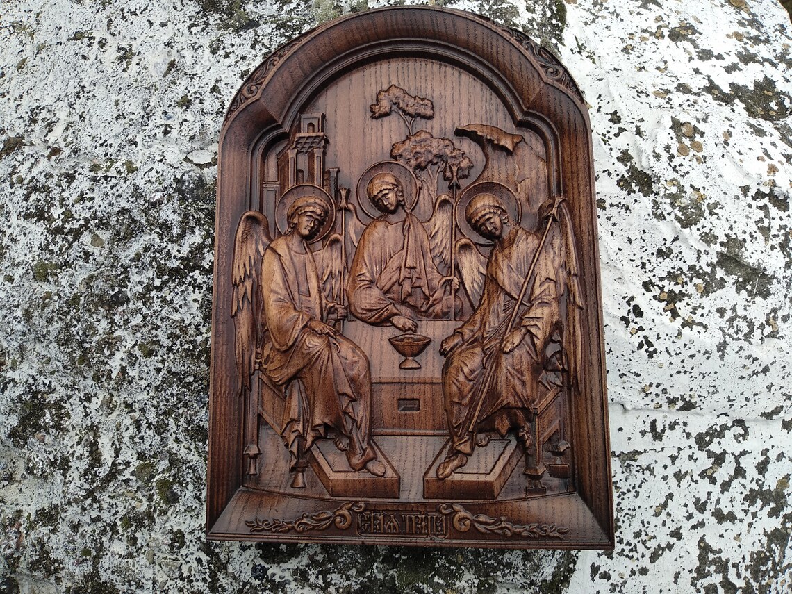 Holy Trinity Wooden Carved Icon holy Trinity - Etsy UK
