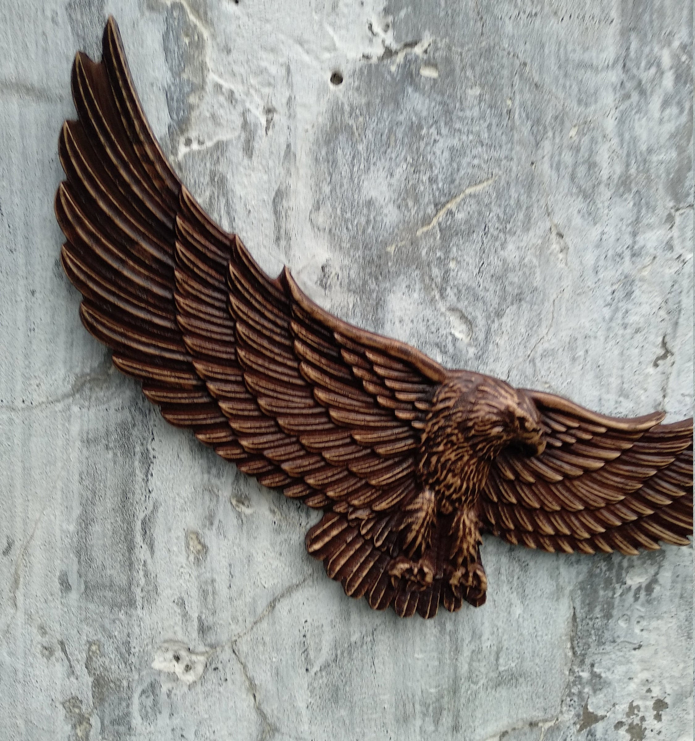Eagle Carved Wooden Carved Eagle Wall Wood Decor From Oak | Etsy