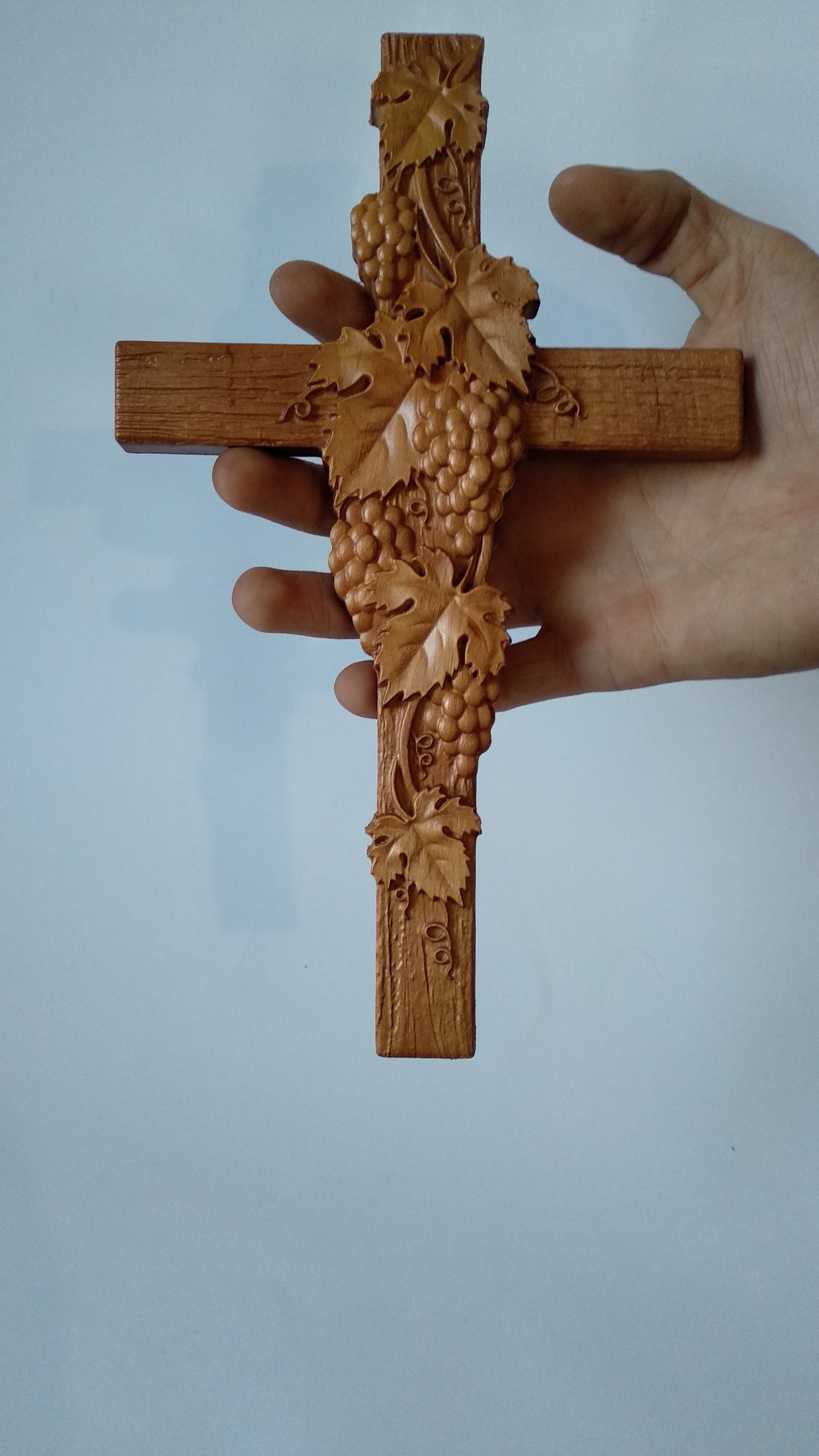 Wooden cross Carved cross wooden carved religious cross | Etsy