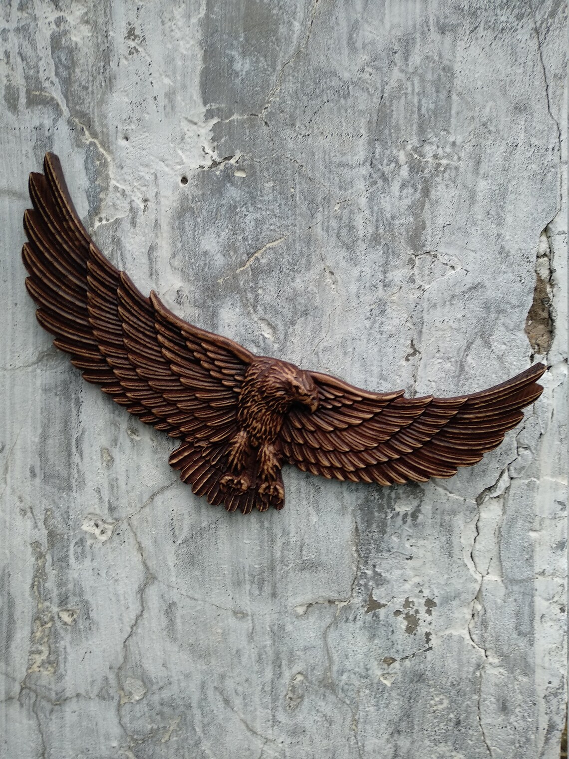 Eagle Carved Wooden Carved Eagle Wall Wood Decor From Oak - Etsy