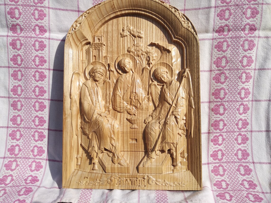 Holy Trinity Wooden Carved Icon holy Trinity | Etsy