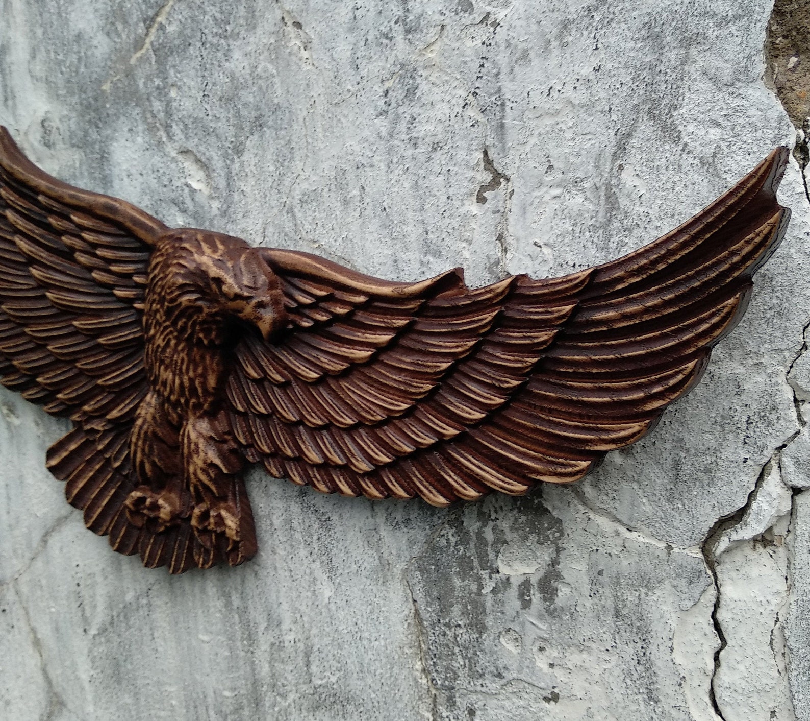 Eagle Carved Wooden Carved Eagle Wall Wood Decor From Oak - Etsy