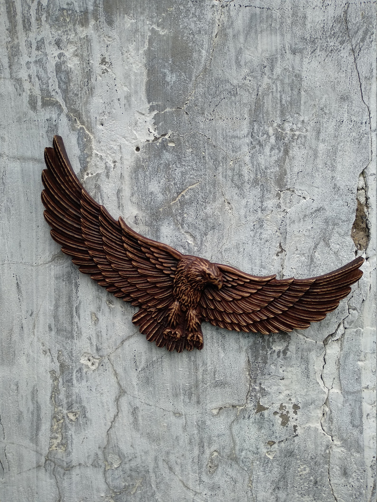 Eagle Carved Wooden Carved Eagle Wall Wood Decor From Oak - Etsy