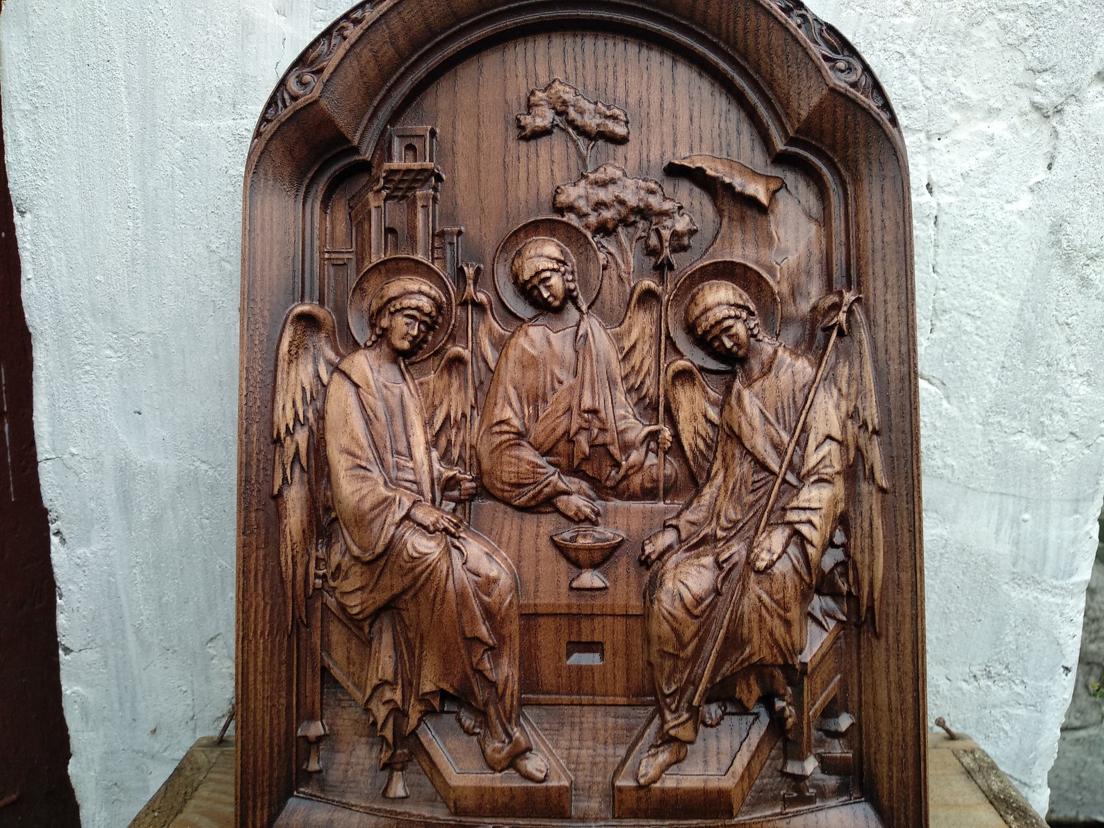 Holy Trinity Wooden Carved Icon holy Trinity - Etsy UK