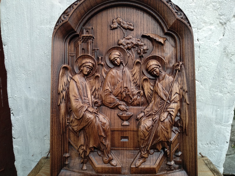 Holy Trinity Wooden Carved Icon holy Trinity - Etsy UK
