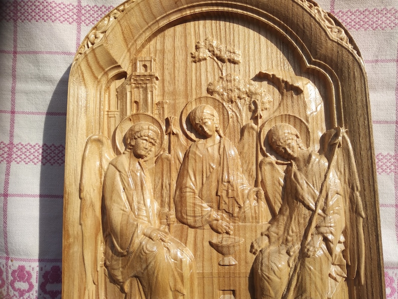 Holy Trinity Wooden Carved Icon holy Trinity | Etsy