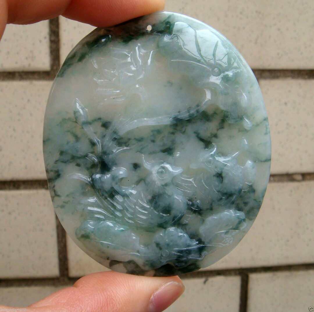 65mm Jadeite Jade Certified 100% Natural Untreated Grade A Icy Handmade ...