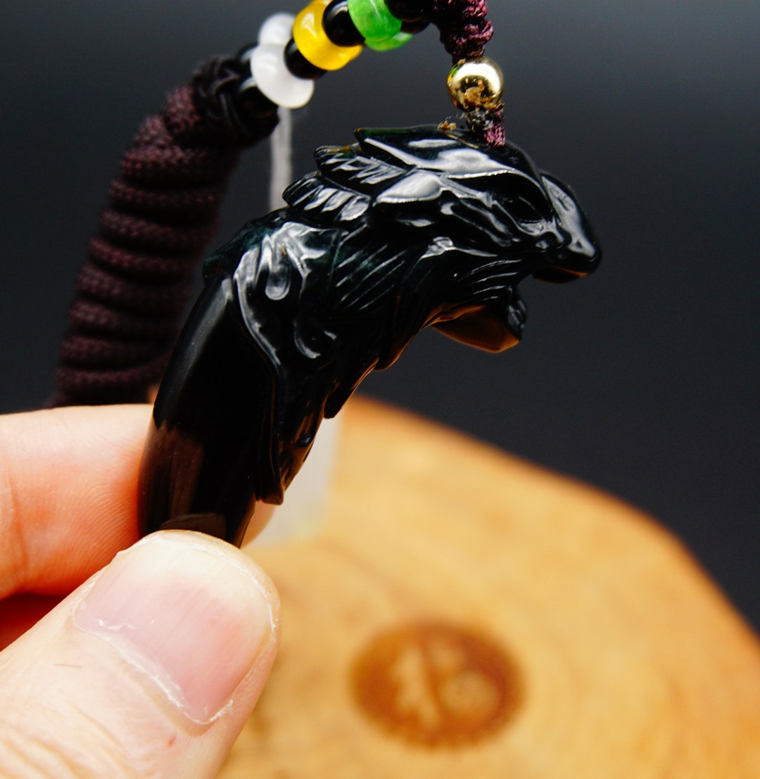 57MM Certified 100% Natural Untreated Grade A Black Omphacite Jadeite ...