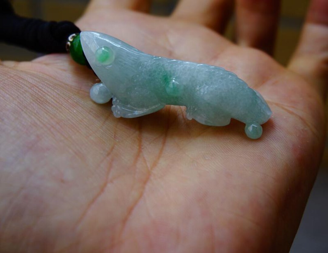 Icy Light Green Jadeite Lizard Pendant: Grade A Jade Necklace ...