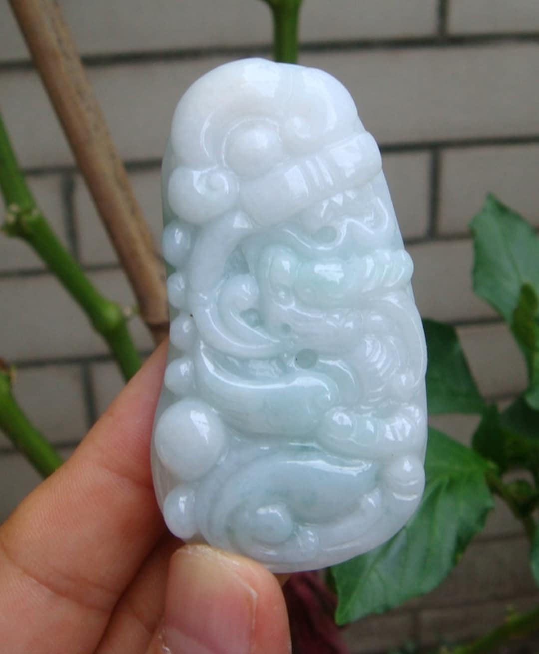 67mm Green Jadeite Jade 翡翠 Fei Cui Pendant Natural Untreated Grade A ...