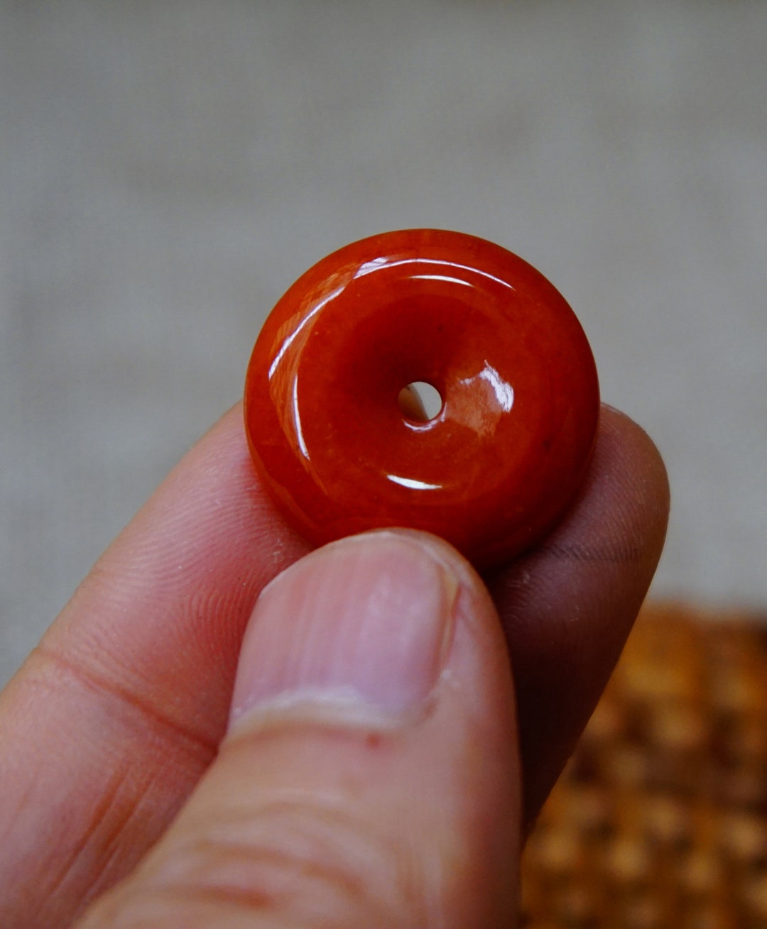 21mm Orange Red Type A Grade A Natura Jadeite (heat Treated) Carved ...